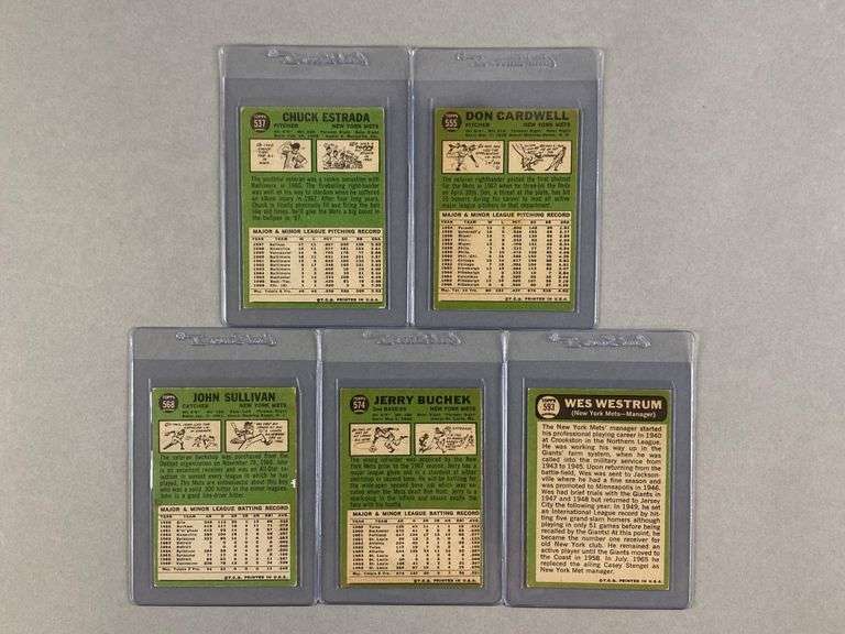 5 - 1967 Topps Baseball High Numbers, New York Mets with Single Prints ...