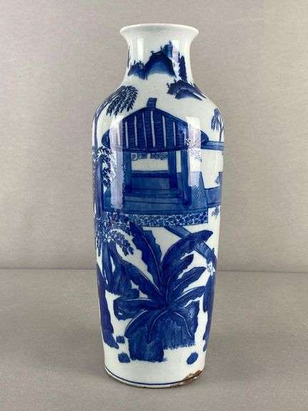 Chinese Flow Blue Porcelain Vase - Matthew Bullock Auctioneers