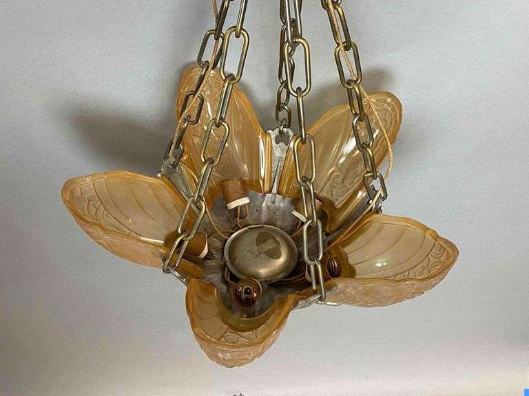 Art Deco Floral Slip Shade Hanging Light Fixture - Matthew Bullock ...