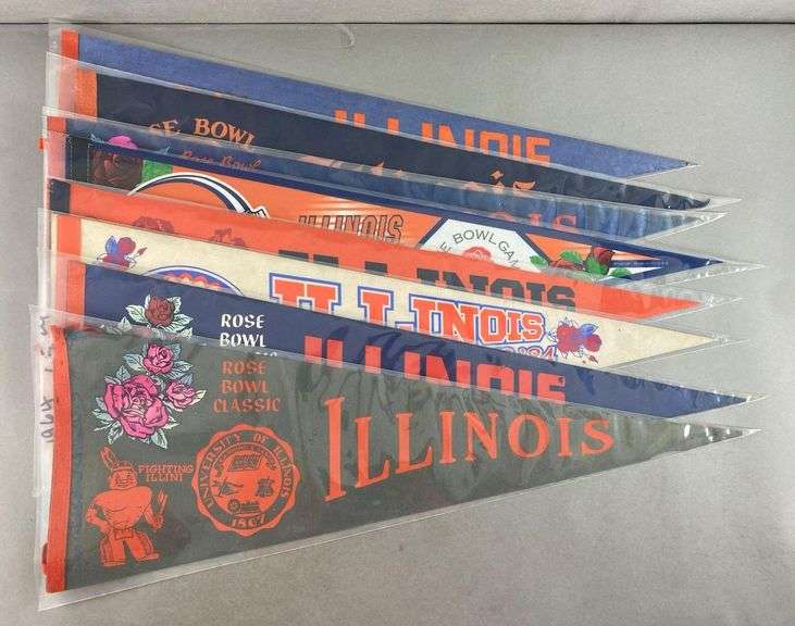 Group of 8 University of Illinois Rose Bowl Pennants - Matthew Bullock ...