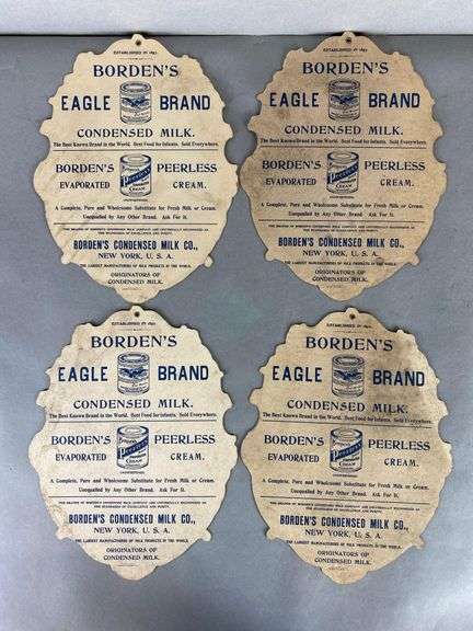 Group of 4 Bordens Eagle Brand Condensed Milk Cardboard Advertising ...