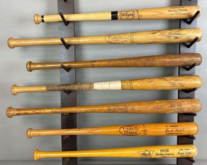 Group of 7 Baseball Bats with Mickey Mantle, Ted Williams, Hank Aaron ...