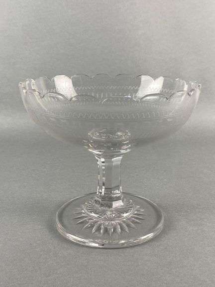 Vintage Clear Cut Crystal Compote Bowl - Matthew Bullock Auctioneers