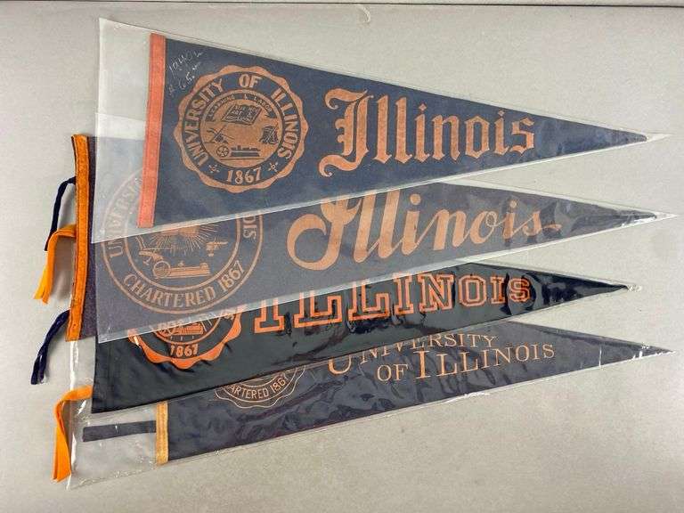 Group of 5 University of Illinois Pennants - Matthew Bullock Auctioneers