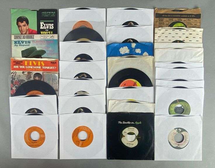 Group of 30 Elvis and The Beatles 45 RPM Vinyl Records - Matthew ...