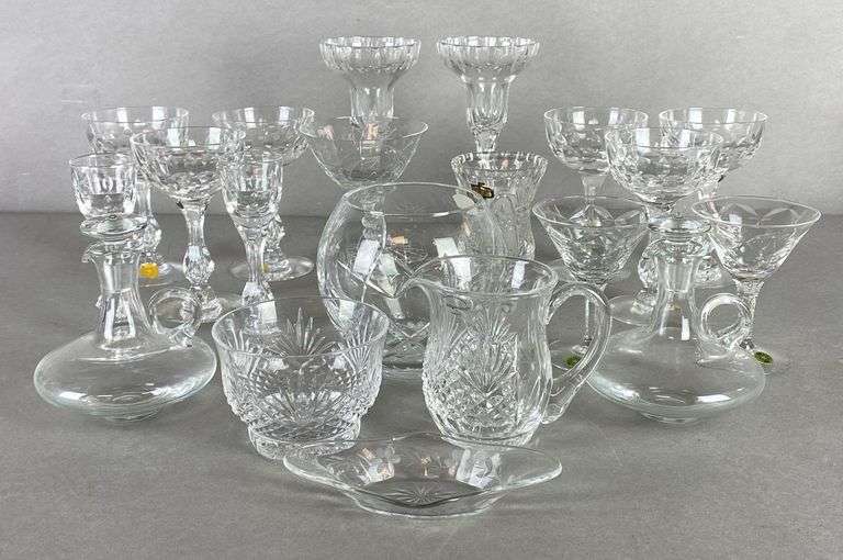 Group of 20 Clear Crystal Items - Matthew Bullock Auctioneers