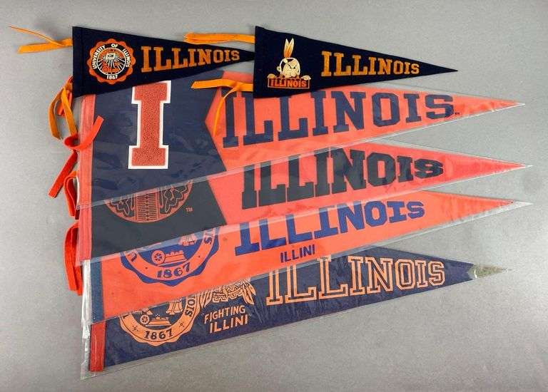 Group of 6 University of Illinois Pennants - Matthew Bullock Auctioneers