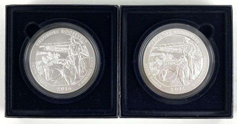 Group of (2) 2016 US Mint America The Beautiful 5oz. Fine Silver Rounds ...