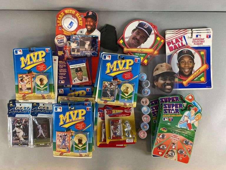 Group of 1980 - 90s Baseball Cards, Buttons, Marbles, and More ...