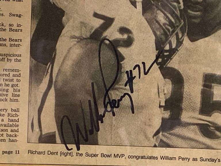 Chicago Bears Super Bowl XX Win Framed Signed Newspaper and Ticket ...