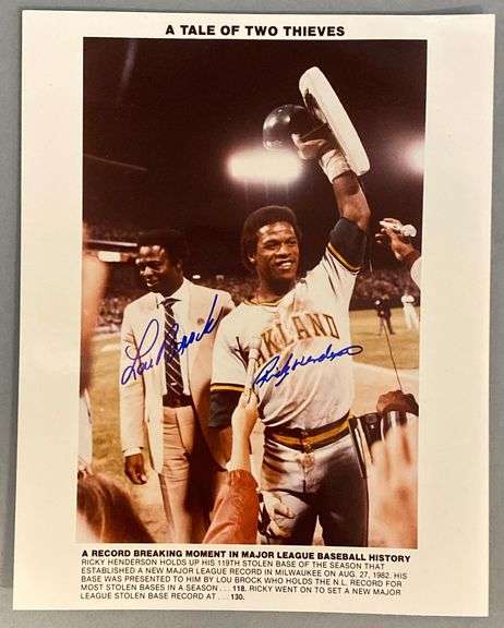 Lou Brock and Rickey Henderson Signed Tale of Two Thieves Photo ...