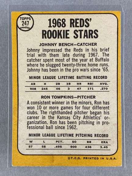 1968 Topps Johnny Bench #247 Rookie - Matthew Bullock Auctioneers