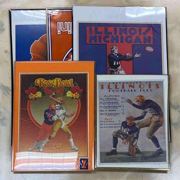 Group of 5 University of Illinois Framed Posters - Matthew Bullock ...