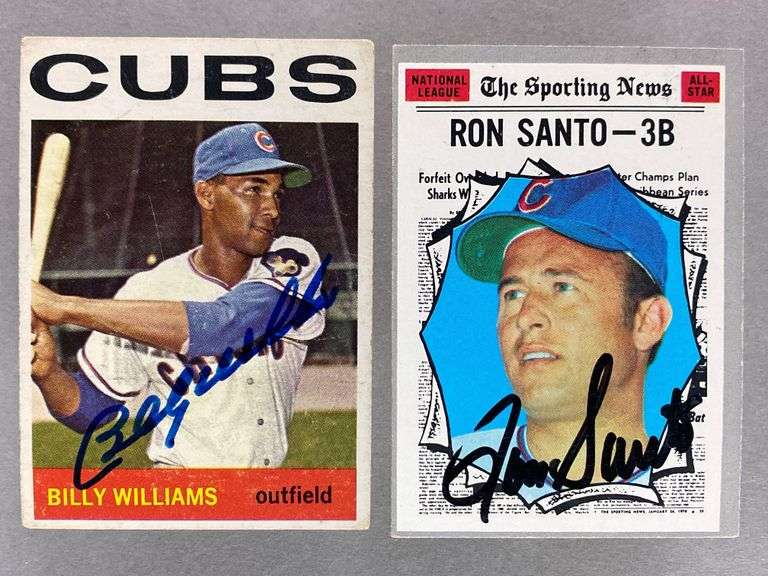 Ron Santo Topps #454 and Billy Williams Topps #175 Signed Cards ...