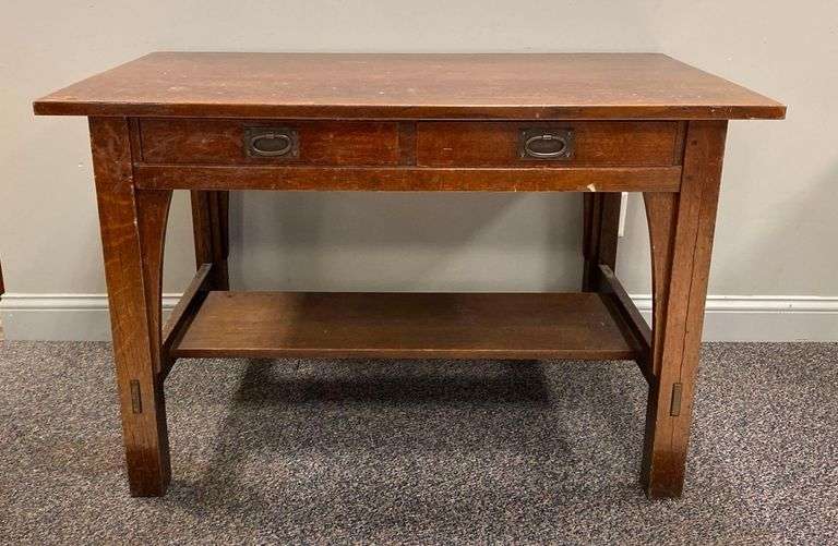 Stickley Craftsman Quarter-Sawn Oak Mission Style Library Table ...