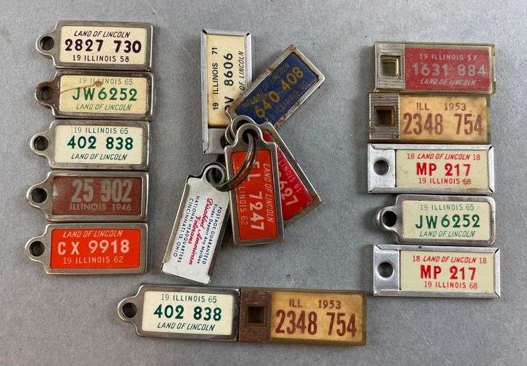 Group of 15+ Vintage Illinois License Plate Key Chains - Matthew ...