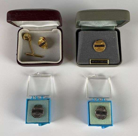 Group of 4 10K Gold and Sterling Silver Caterpillar Commemorative Pins ...