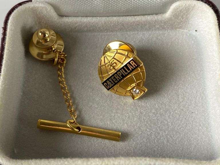 Group of 4 10K Gold and Sterling Silver Caterpillar Commemorative Pins ...