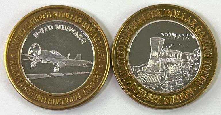 Group of 2 Vintage Las Vegas/Reno .999 Silver $10 Gambling Tokens ...