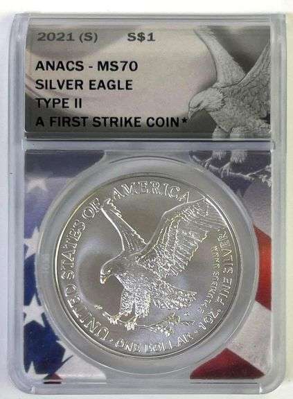 2021-S First Strike Type 2 US Mint Silver American Eagle .999 Fine Silver ANACS MS70 - Matthew ...