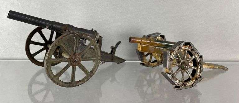 Group of 2 Vintage Tin Artillery Toy Cannons - Matthew Bullock Auctioneers