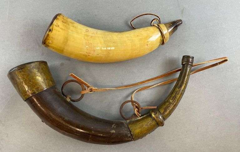 Group of 2 Stag Powder Horns - Matthew Bullock Auctioneers