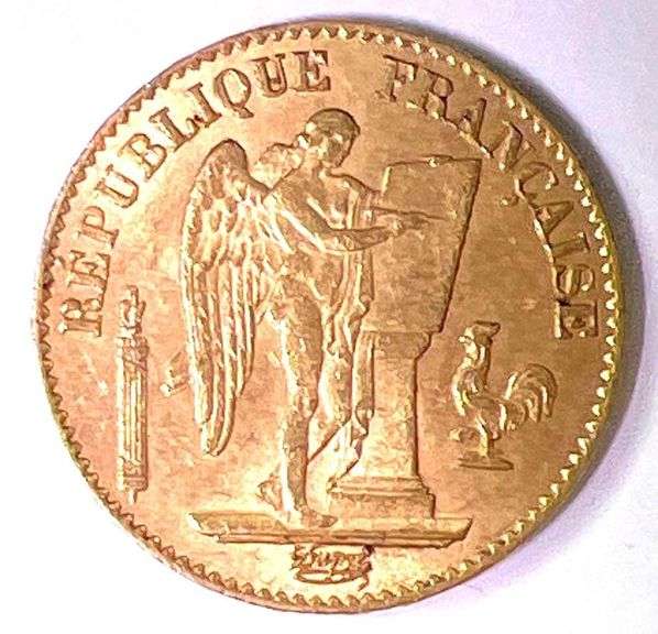 1875 A France Gold 20 Francs Lucky Angel Coin .1867 oz 140 year old Gold coin - Matthew Bullock ...