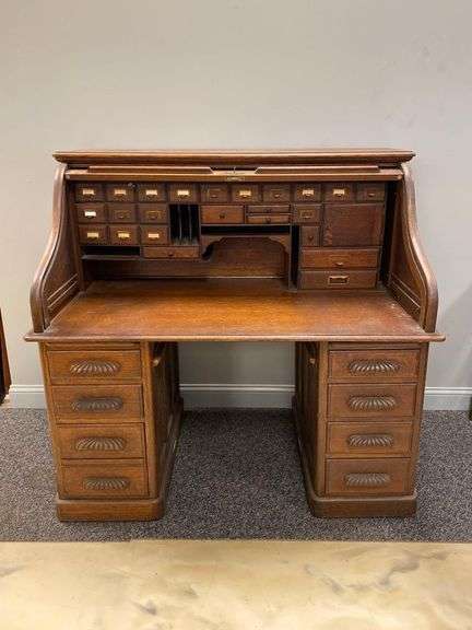 C 1890's E.H. Stafford and Bro. Roll Top Desk - Matthew Bullock Auctioneers