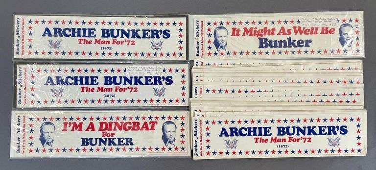 Group of 40+ 1972 Archie Bunker Presidential Bumper Stickers - Matthew ...