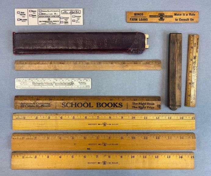 Group of 11 Vintage Assorted Rulers - Matthew Bullock Auctioneers