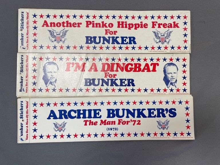 Group of 40+ 1972 Archie Bunker Presidential Bumper Stickers - Matthew ...
