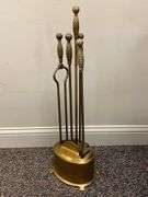 Nelson Hearth Kit Brass Fireplace Tools Set - Matthew Bullock Auctioneers