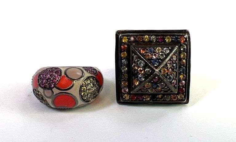 Group of 2 Matthew Campbell Laurenza MCL Sterling Silver, Enamel, and ...