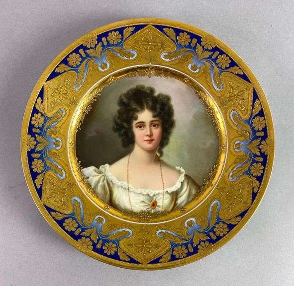 KPM / BPM Hand Painted Portrait On Porcelain Plate of Miss Croker ...