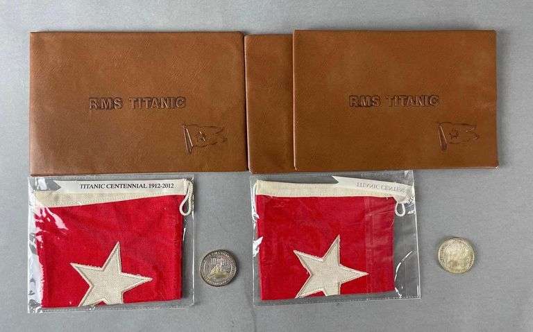 Group of 2 RMS Titanic Centennial Flags and Coins - Matthew Bullock ...