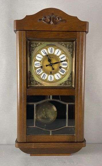 Antique West German Jauch Wind-Up Oak Wall Clock - Matthew Bullock ...