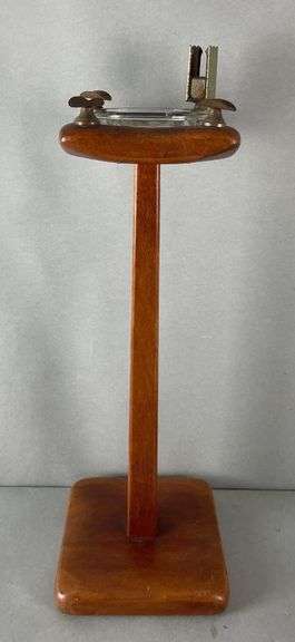Cushman Colonial Creation Wood and Brass Ashtray Smoking Stand ...