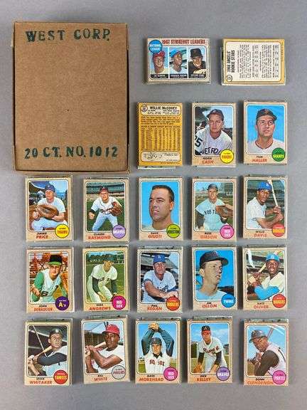 1968 Topps Baseball West Corps. Cello Fun Packs Vending Box of 20 with ...