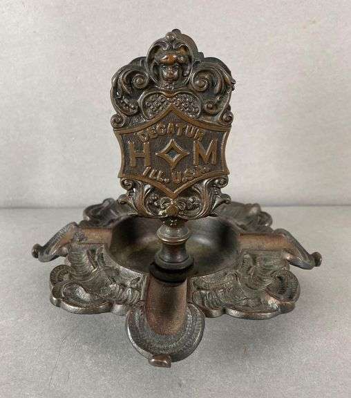 Antique H M Cast Iron Advertising Ashtray with Math Holder - Matthew ...