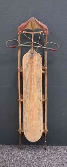 Vintage Wood and Metal Sled - Matthew Bullock Auctioneers