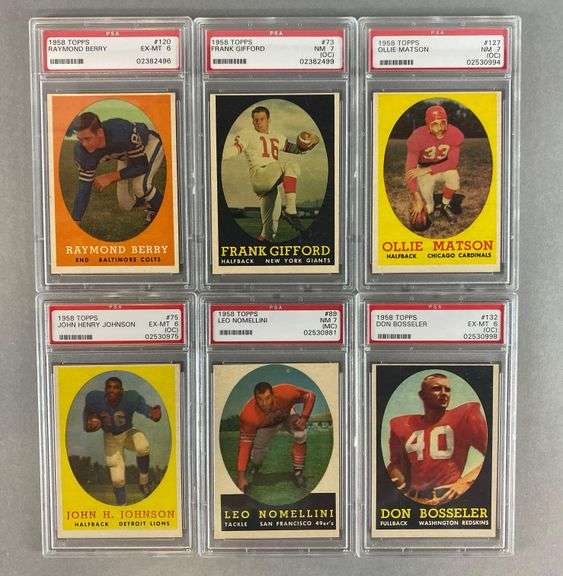 6 - 1958 Topps Football Cards Graded PSA 6 - 7s with HOFs - Matthew ...