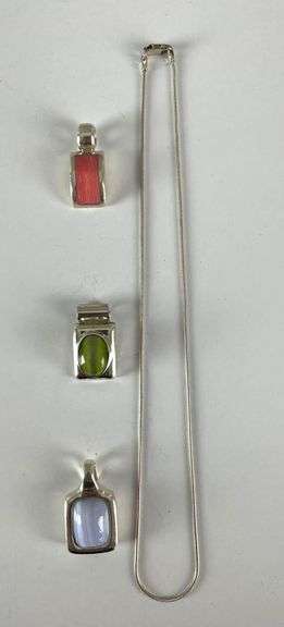 Group Of 3 Sterling Silver Pendants And Chain Matthew Bullock Auctioneers