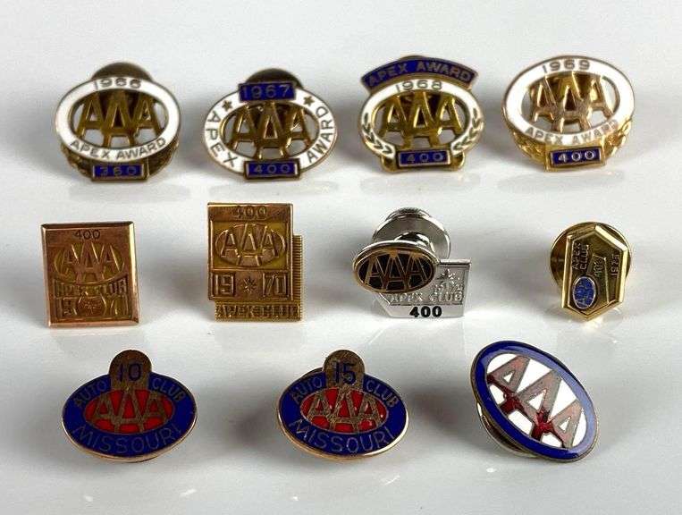 Group of 11 10K Gold Filled AAA Pins - Matthew Bullock Auctioneers
