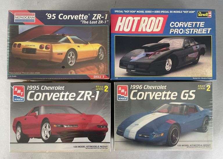 Group of 4 -1990s Chevy Corvette Model Kits - Matthew Bullock Auctioneers