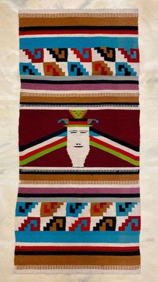 Mayan Style Handwoven Wool Pictorial Blanket/Rug - Matthew Bullock ...