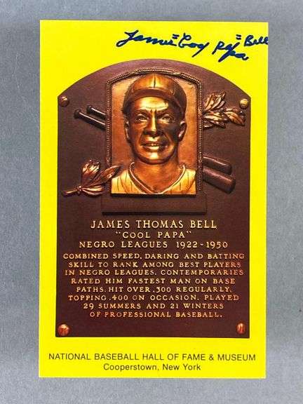 James Cool Papa Bell Signed Yellow HOF Plaque Cards with COA - Matthew ...
