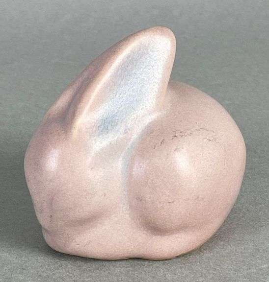 Van Briggle Pink Bunny Pottery Figurine - Matthew Bullock Auctioneers