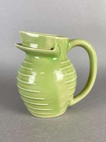 Bright Green Pottery Syrup Pitcher with Drip Return - Matthew Bullock ...