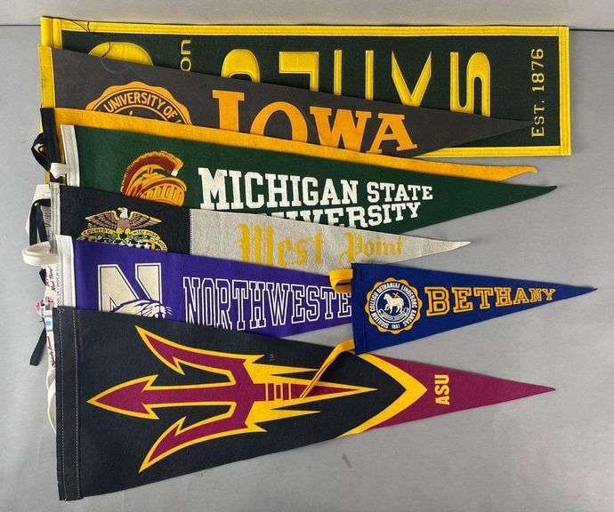 Group of 8 Felt College Pennants - Matthew Bullock Auctioneers