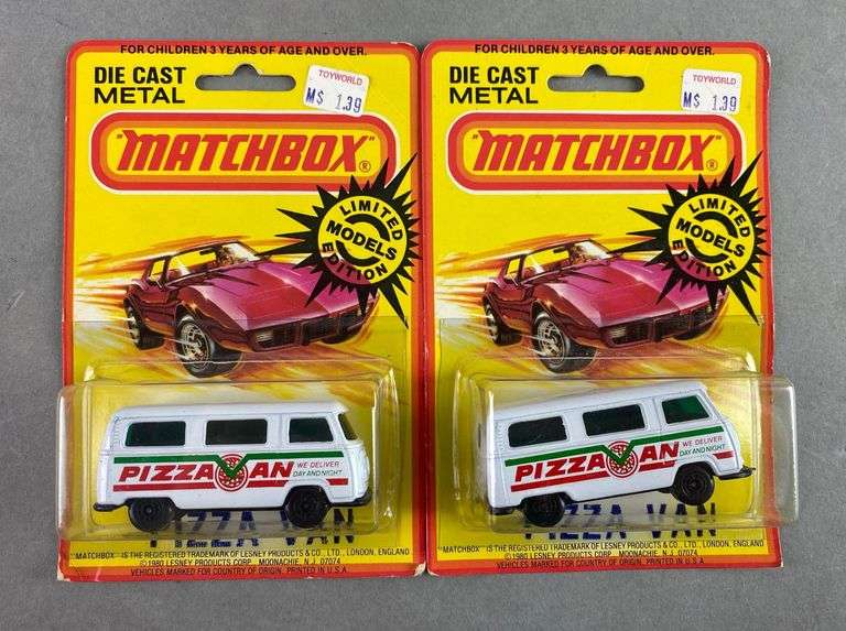Group of 2 Matchbox Die-Cast Pizza Vans - Matthew Bullock Auctioneers